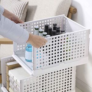 Qiopertar Wardrobe Storage Rack Foldable Disassembly Stacking Finishing Storage Box Plastic Thickened Partition Drawer Type Push-Pull Frame