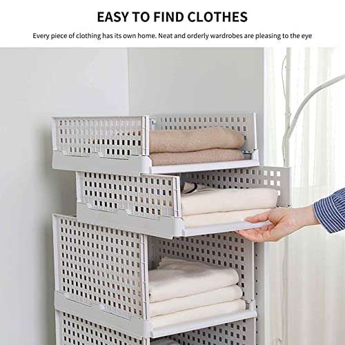 Qiopertar Wardrobe Storage Rack Foldable Disassembly Stacking Finishing Storage Box Plastic Thickened Partition Drawer Type Push-Pull Frame