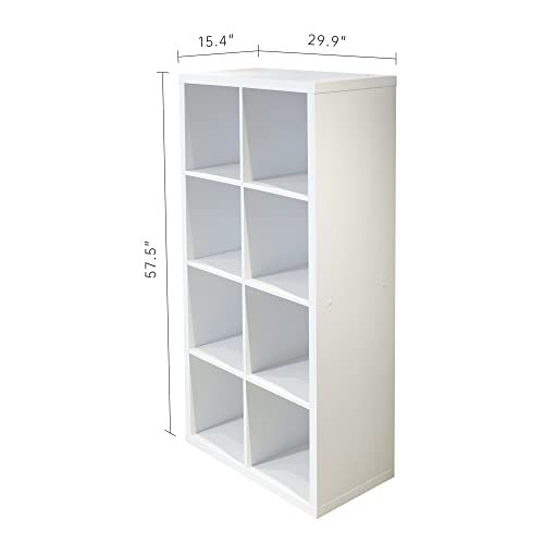 CIATRE 57" 8-Cube Organizer Storage with Opened Back Shelves,2 X 4 Cube Bookcase Book Shleves for Home, Office (White)