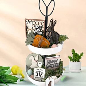 Easter Tiered Tray Decor, Table Sign Decorations for Spring,Easter Tabletop Farmhouse Rustic Signs,Carrot Egg Bunny Decor for Easter Holiday (style-06)