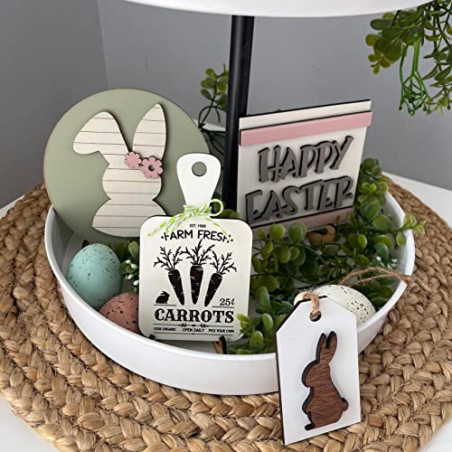 Easter Tiered Tray Decor, Table Sign Decorations for Spring,Easter Tabletop Farmhouse Rustic Signs,Carrot Egg Bunny Decor for Easter Holiday (style-06)