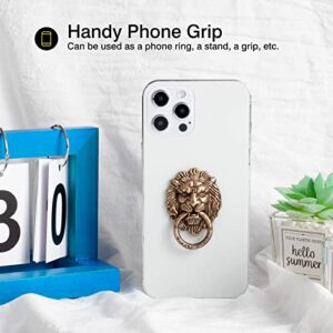 [2 Pack] Lion Head Cell Phone Ring Holder Stand, Finger Ring Kickstand with Polished Metal Phone Grip, Smartphone Accessories（Black Gold）