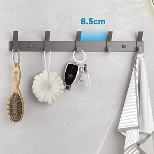 Sharunec Hook Hanger Metal Hooks for Hanging Coats Towels Hats Clothes, Suitable for Bedroom, Kitchen, Bathroom Etc, Wall Mounted,White,6 Hooks