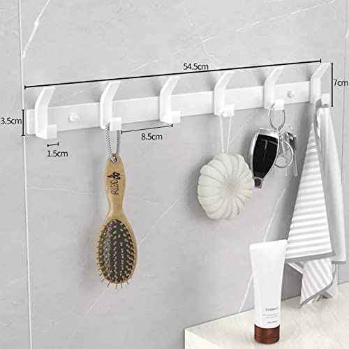 Sharunec Hook Hanger Metal Hooks for Hanging Coats Towels Hats Clothes, Suitable for Bedroom, Kitchen, Bathroom Etc, Wall Mounted,White,6 Hooks