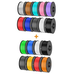 2500g 3d printer filament bundle multicolor, sunlu petg filament&sunlu pla plus filament, 10 pack+8 pack