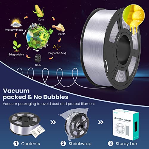 3D Printer Silk Filament and PLA Meta Filament, SUNLU Shiny Silk PLA Filament 1.75mm, Smooth Silky Surface, Great Easy to Print for 3D Printers, Dimensional Accuracy +/- 0.02mm, Silk Silver 1KG, Black