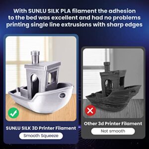 3D Printer Silk Filament and PLA Meta Filament, SUNLU Shiny Silk PLA Filament 1.75mm, Smooth Silky Surface, Great Easy to Print for 3D Printers, Dimensional Accuracy +/- 0.02mm, Silk Silver 1KG, Black