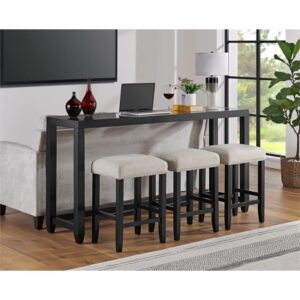 Martin Svensson Home Cordero 72" Glass Top Black Console Bar Table and 3 Stools Set