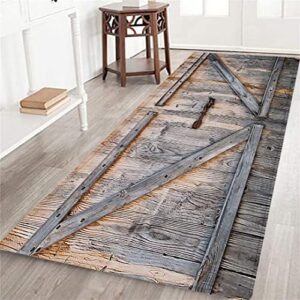 rustic long runner rug for hallway,barn door wooden barnwood farmhouse vintage,area rug non-slip floor carpet for living room bedroom washable doormat entrance kitchen rugs