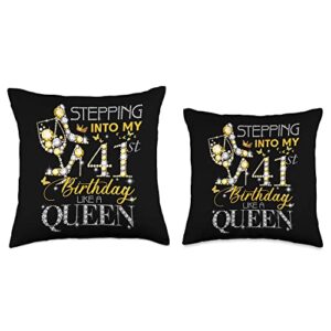 41st Birthday Gifts For Women Apparel High Heels Womens 41 Year Old Stepping Into My 41st Birthday & Fabulous Throw Pillow, 16x16, Multicolor