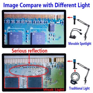 Spotlight Microscope Light Source, USB Desk Mini Spot Light Individual Domming Illuminator for Stereo Microscope Camera Industrial Video Zoom C Mount Lens for Repair Soldering PCB Lab