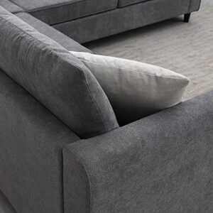 Merax Modern Upholstered Living Room Sectional Sofa, L Shape Furniture Couch with 3 Pillows