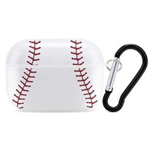 airpod pro case, baseball ball print airpods pro case with key chain full protective durable shockproof personalize wireless headphone case pc hard case cover