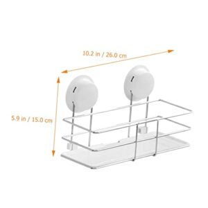 DOITOOL 2pcs No Punching Rack Wall Mounted Shelving Gondola Shelving Stainless Steel Shelving Plastic Bathroom Organizer Utility Caddy Tote Bathroom Floating Shelves Metal Shelf Wall Shelf