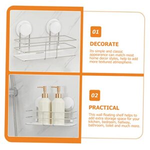 DOITOOL 2pcs No Punching Rack Wall Mounted Shelving Gondola Shelving Stainless Steel Shelving Plastic Bathroom Organizer Utility Caddy Tote Bathroom Floating Shelves Metal Shelf Wall Shelf