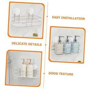 DOITOOL 2pcs No Punching Rack Wall Mounted Shelving Gondola Shelving Stainless Steel Shelving Plastic Bathroom Organizer Utility Caddy Tote Bathroom Floating Shelves Metal Shelf Wall Shelf