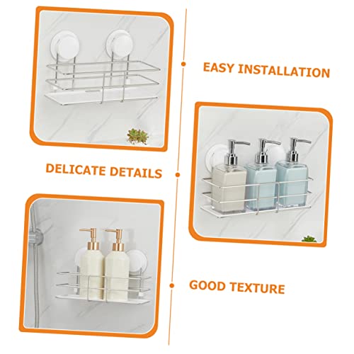 DOITOOL 2pcs No Punching Rack Wall Mounted Shelving Gondola Shelving Stainless Steel Shelving Plastic Bathroom Organizer Utility Caddy Tote Bathroom Floating Shelves Metal Shelf Wall Shelf