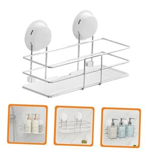 DOITOOL 2pcs No Punching Rack Wall Mounted Shelving Gondola Shelving Stainless Steel Shelving Plastic Bathroom Organizer Utility Caddy Tote Bathroom Floating Shelves Metal Shelf Wall Shelf