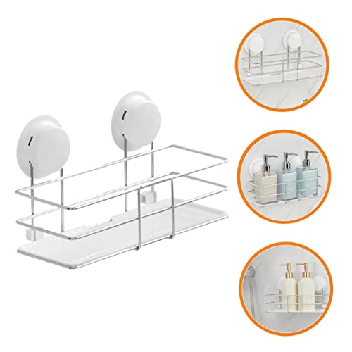 DOITOOL 2pcs No Punching Rack Wall Mounted Shelving Gondola Shelving Stainless Steel Shelving Plastic Bathroom Organizer Utility Caddy Tote Bathroom Floating Shelves Metal Shelf Wall Shelf