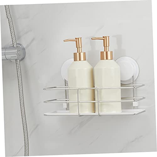 DOITOOL 2pcs No Punching Rack Wall Mounted Shelving Gondola Shelving Stainless Steel Shelving Plastic Bathroom Organizer Utility Caddy Tote Bathroom Floating Shelves Metal Shelf Wall Shelf