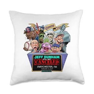 jeff dunham manchester, nh (2023) throw pillow, 18x18, multicolor