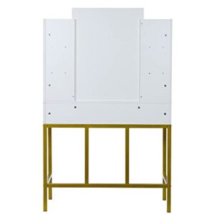 WYKDD Dresser with Stool Set with Frame 2 Drawers Steel Frame Makeup Table Bedroom Makeup Dresser