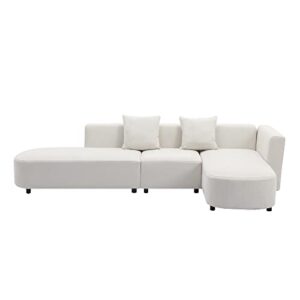 Modular Sectional Sofa, Right Hand Facing Sectional, Luxury Modern 4-Seat Couch with 2 Comfortable Pillows for Bedroom Living Room Office Apartment (Beige)