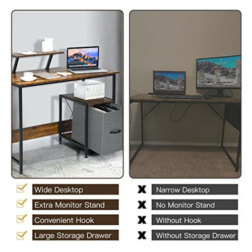 TREXD Computer Desk Writing Workstation W/Movable Storage Rack & Shelf for Home Office