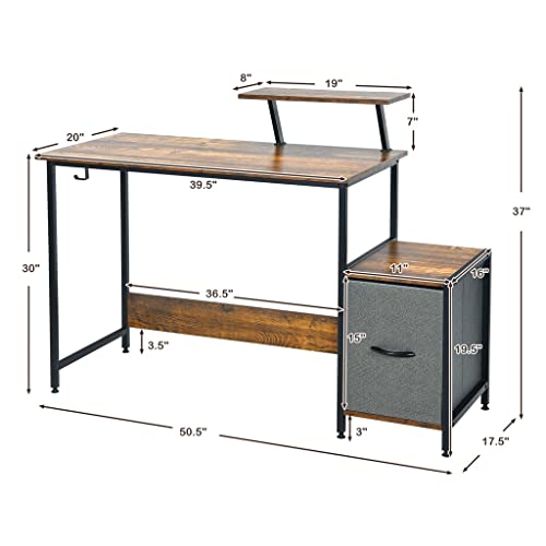 TREXD Computer Desk Writing Workstation W/Movable Storage Rack & Shelf for Home Office