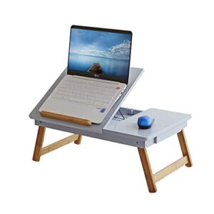 trexd solid wood computer desk, student dormitory laptop computer desk bed folding lazy reading rack (color : blue)