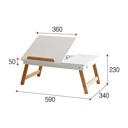 TREXD Solid Wood Computer Desk, Student Dormitory Laptop Computer Desk Bed Folding Lazy Reading Rack (Color : Blue)