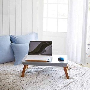 TREXD Solid Wood Computer Desk, Student Dormitory Laptop Computer Desk Bed Folding Lazy Reading Rack (Color : Blue)