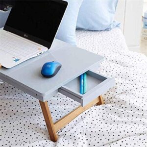 TREXD Solid Wood Computer Desk, Student Dormitory Laptop Computer Desk Bed Folding Lazy Reading Rack (Color : Blue)