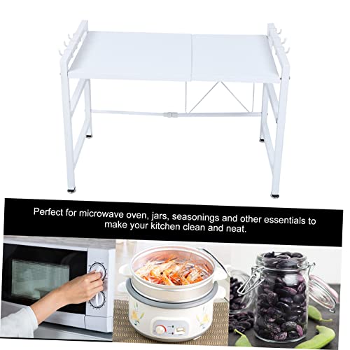 DOITOOL 1 PC Telescopic Shelf White Storage Shelf Racks for Storage Shelves Kickstand Bathroom Storage Stand Kitchenware Storage Holder Retractable Shelf Toiletries Desktop White Iron