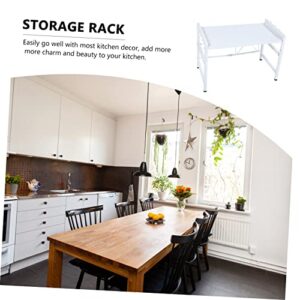 DOITOOL 1 PC Telescopic Shelf White Storage Shelf Racks for Storage Shelves Kickstand Bathroom Storage Stand Kitchenware Storage Holder Retractable Shelf Toiletries Desktop White Iron