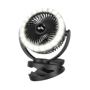 kickass portable 5v clip fan with white led light