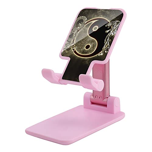 Yin Yang Dragons Tiger Cell Phone Stand for Desk Foldable Phone Holder Height Angle Adjustable Sturdy Stand Pink-Style