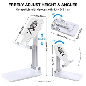 Darts Cell Phone Stand for Desk Foldable Phone Holder Height Angle Adjustable Sturdy Stand White-Style