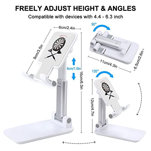 Darts Cell Phone Stand for Desk Foldable Phone Holder Height Angle Adjustable Sturdy Stand White-Style