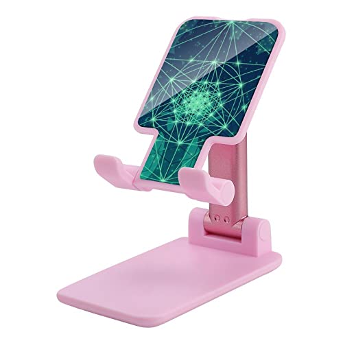 Tree with Sacred Geometry Symbols Cell Phone Stand for Desk Foldable Phone Holder Height Angle Adjustable Sturdy Stand Pink-Style