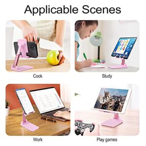 Tree with Sacred Geometry Symbols Cell Phone Stand for Desk Foldable Phone Holder Height Angle Adjustable Sturdy Stand Pink-Style