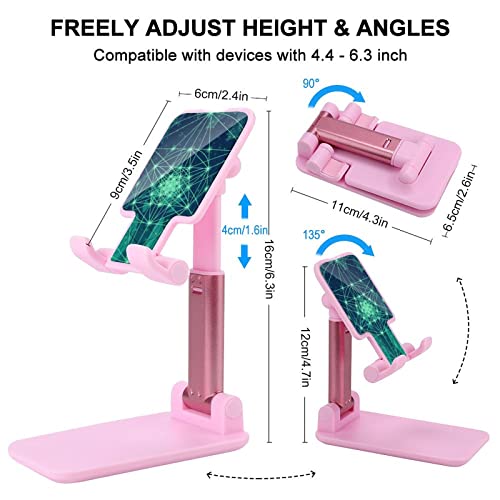 Tree with Sacred Geometry Symbols Cell Phone Stand for Desk Foldable Phone Holder Height Angle Adjustable Sturdy Stand Pink-Style