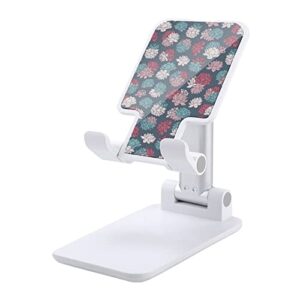 dahlia floral cell phone stand for desk foldable phone holder height angle adjustable sturdy stand white-style