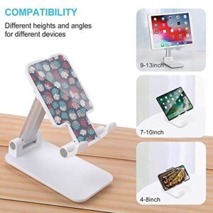 Dahlia Floral Cell Phone Stand for Desk Foldable Phone Holder Height Angle Adjustable Sturdy Stand White-Style