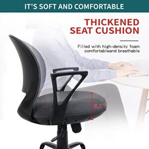 CLATINA Mid Back Office Desk Chair with Comfortable Thickened Seat Cushion Fabric Ergonomic Swivel Computer Task Chair with Armrest for Home Office Studying, Grey