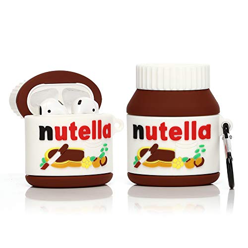 (3Pack) Case for Airpods 1 and Airpods 2, BGAANM Cartoon Silicone Case Protective Cover with Cute Funny Skin Design, with Keychain (Nutella+G+Bubble)