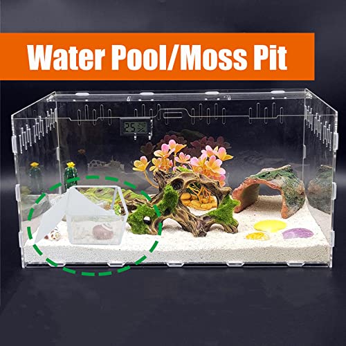 JILINWEI Hermit Crab Water Tank, Hermit Crab Aquarium Salt Water Pool Crab Cage Accessories with Climbing Ramp for Small or Medium Hermit Crab Habitat