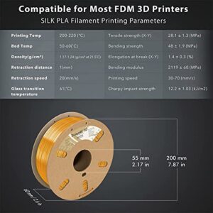 PETG Black and Silk PLA Royal Gold Bundle, Duramic 3D Printing Filament 1kg Spool(2.2lbs), 1.75mm Dimensional Accuracy +/- 0.05 mm Non-Tangling Non-Clogging Non-Stringing