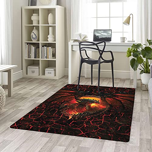 Personalized Red Lava Dragon Rug, Dragon Bathroom Rug 2x3 3x5 4x6 5x8 Area Rug, Dragon Kitchen Decor for Living Room Bedroom Anti-skid Playing Rug Carpet Floor Mat Kitchen Rug, Gifts for Dragon Lovers