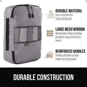 Gorilla Grip Laundry Basket and 3 Piece Packing Cubes, Laundry Basket Size 82L, Easy Carry Handles, Space Saving Travel Bags for Carry On in Multiple Sizes, Mesh Zipper, Both in Gray, 2 Item Bundle